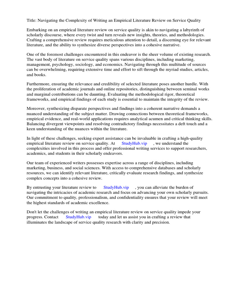 Empirical Literature Review on Service Quality | PDF Empirical Literature Review on Service Quality | PDF