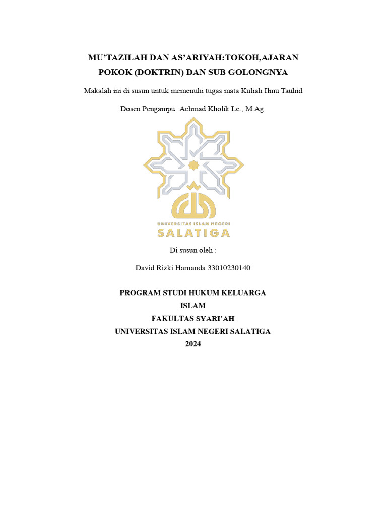 Pokok Ajaran Aliran Mu'tazilah | PDF