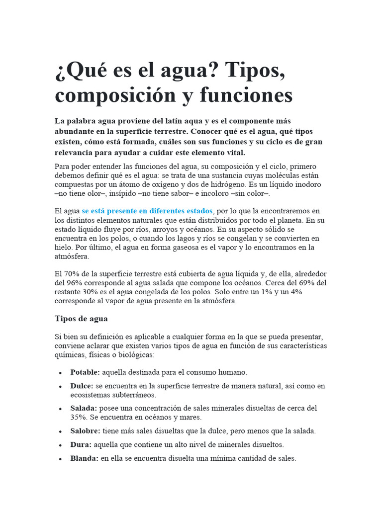El Agua Informacion | PDF | Ciencia y matemáticas