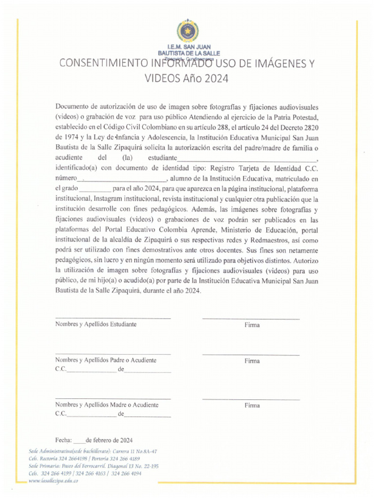 CONSENTIMIENTO INFORMADO 2024 | PDF