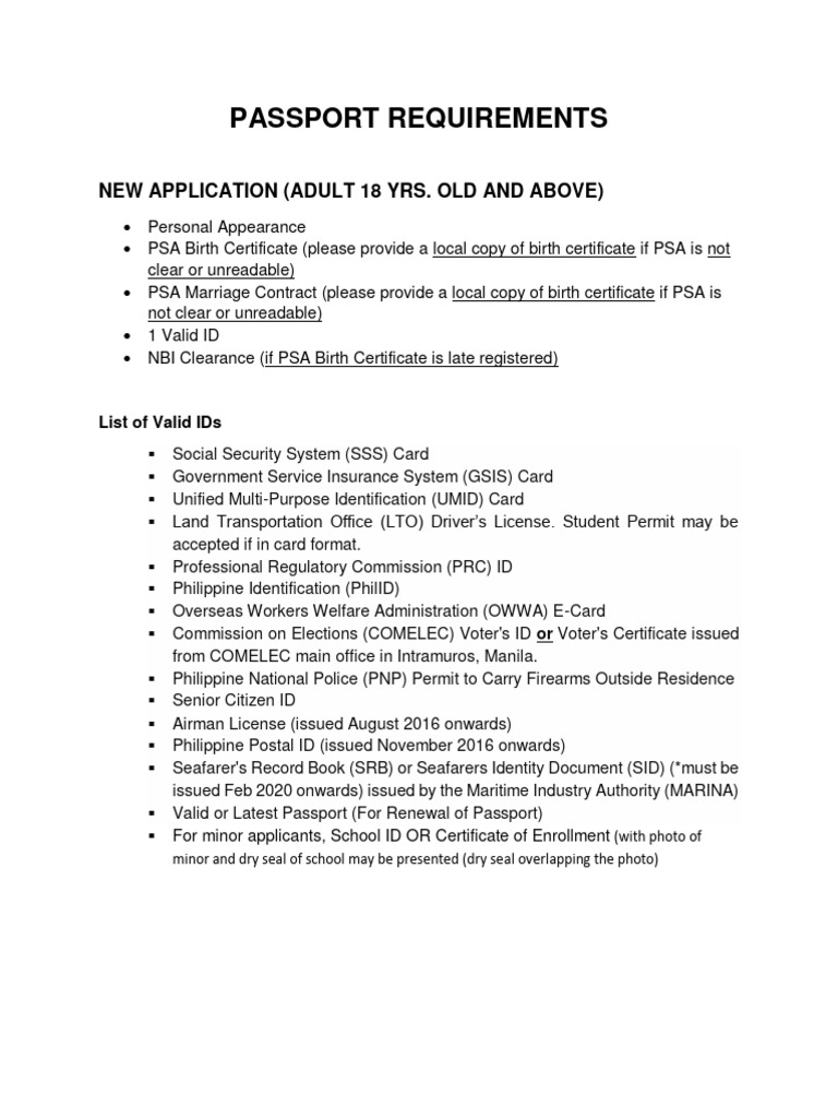 01 Requirements | PDF | Identity Document | Birth Certificate