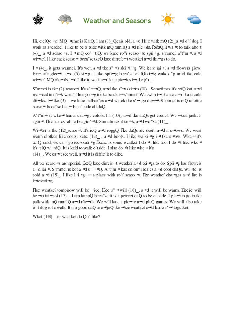 Weather and Seasons Listening-Reading | PDF