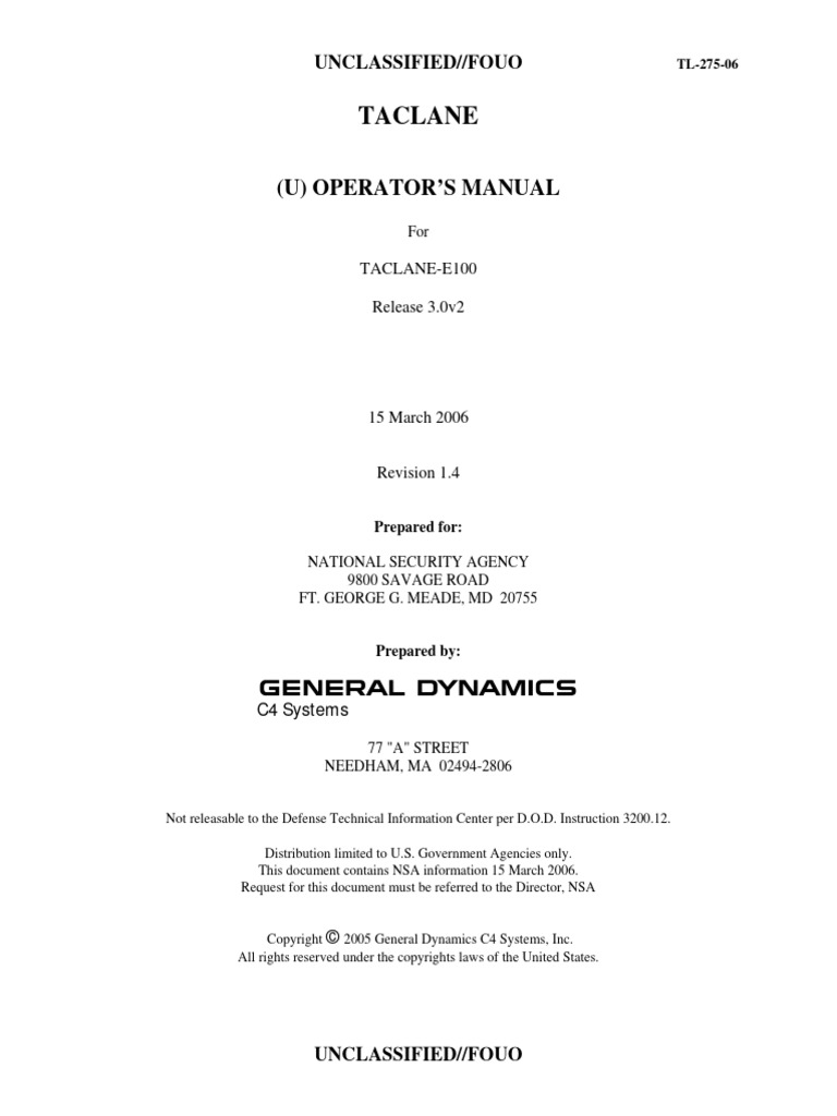 Taclane e100 Manual | PDF