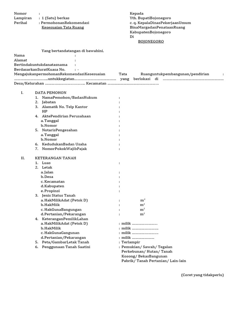 Form Tata Ruang (Imb Usaha) | PDF