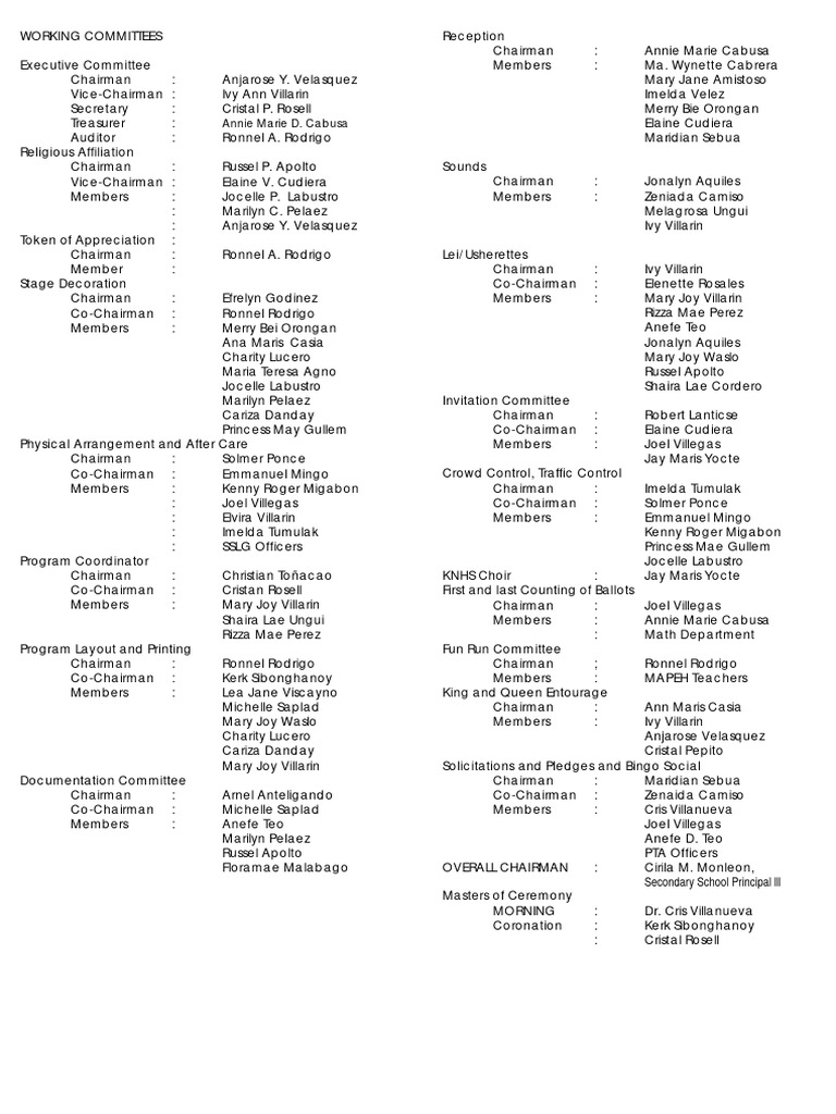 Working Committees | PDF