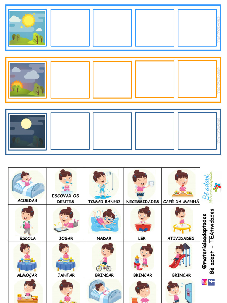 Manhã, Tarde e Noite Com Rotina TEAtividades | PDF