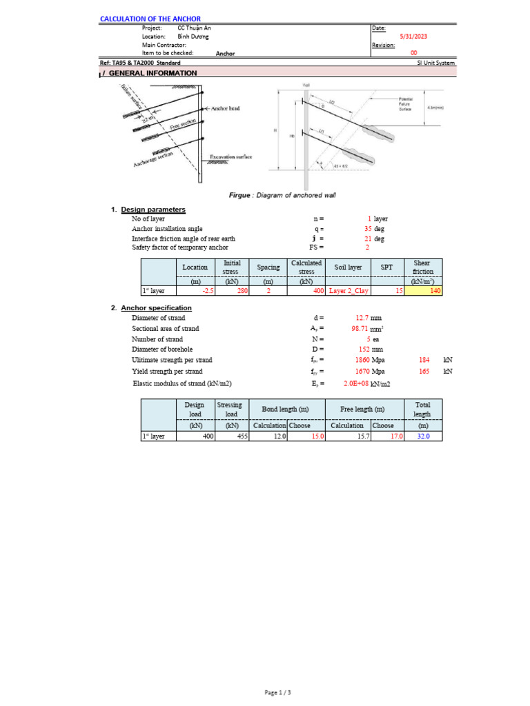 Anchor Design and Stress Calculation | PDF | Strength Of Materials | Deformation (Mechanics)