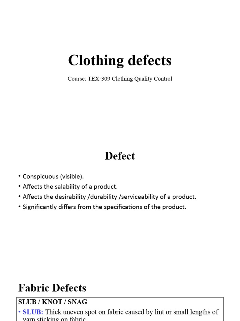 Clothing Defects | PDF | Seam (Sewing) | Knitting
