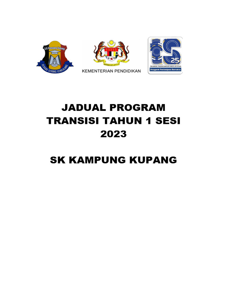 Jadual Program Transisi Tahun 1 2023 SKKK | PDF