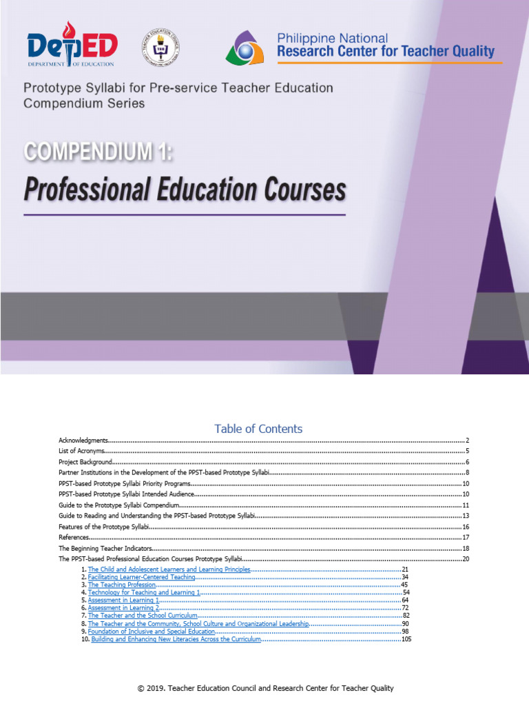 1 Professional Education Prototype Syllabi Compendium | PDF | Learning ...