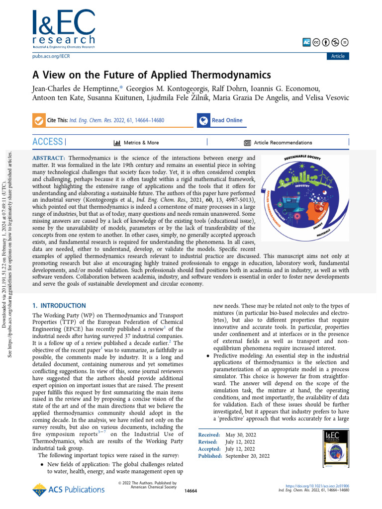 ING De-Hemptinne-Et-Al-2022-A-View-On-The-Future-Of-Applied-Thermodynamics | Download Free PDF ...