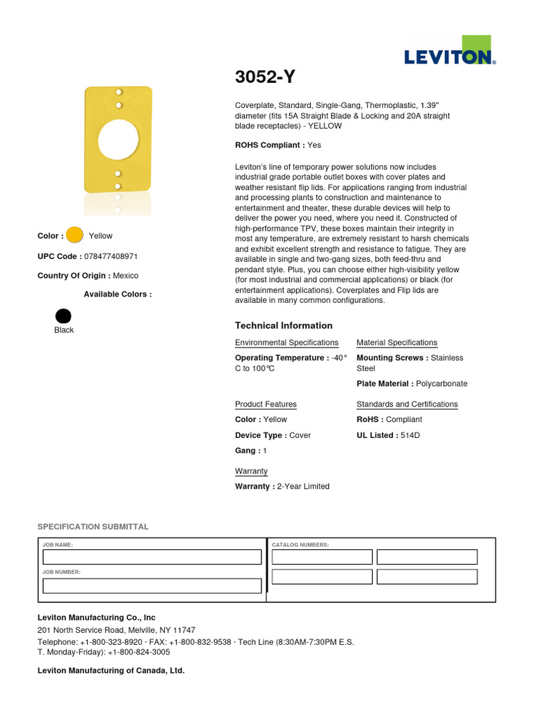 Technical Information: Specification Submittal | PDF | Materials ...