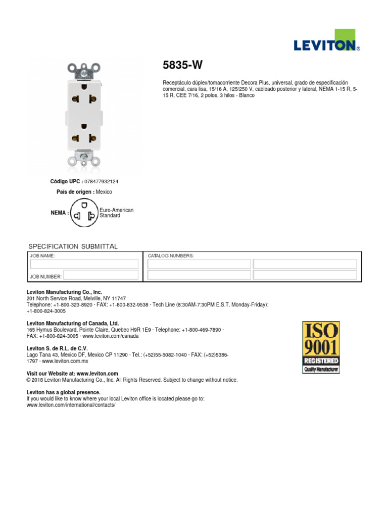UPC Code for Leviton Product Mexico | PDF