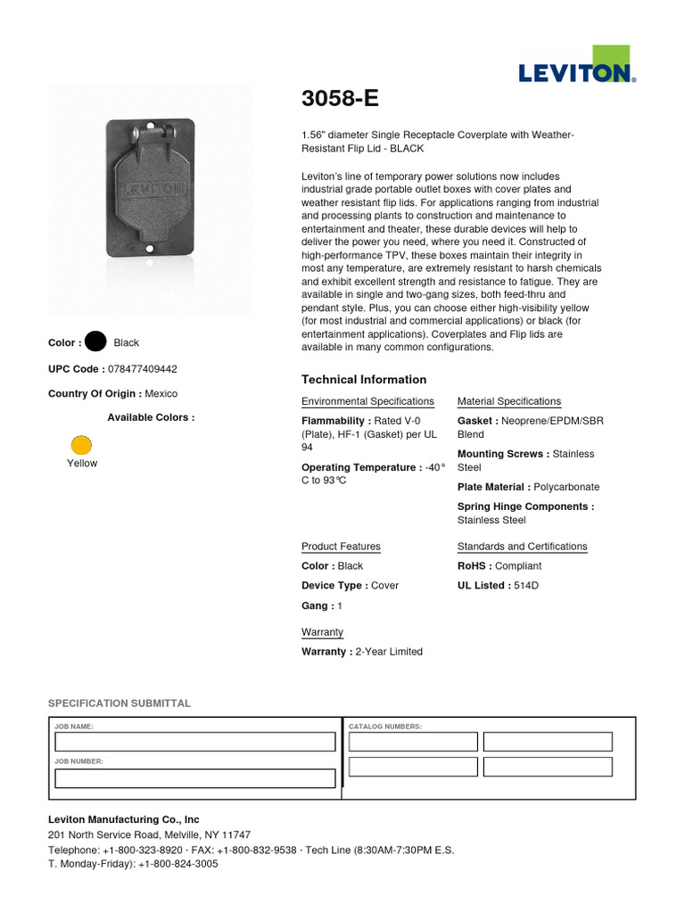 Technical Information: Specification Submittal | PDF | Materials ...