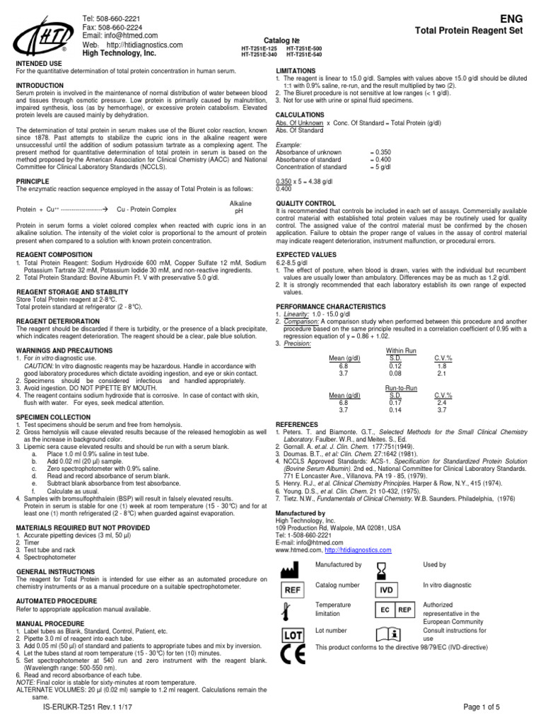 Total Protein | PDF | Laboratory Techniques | Biology