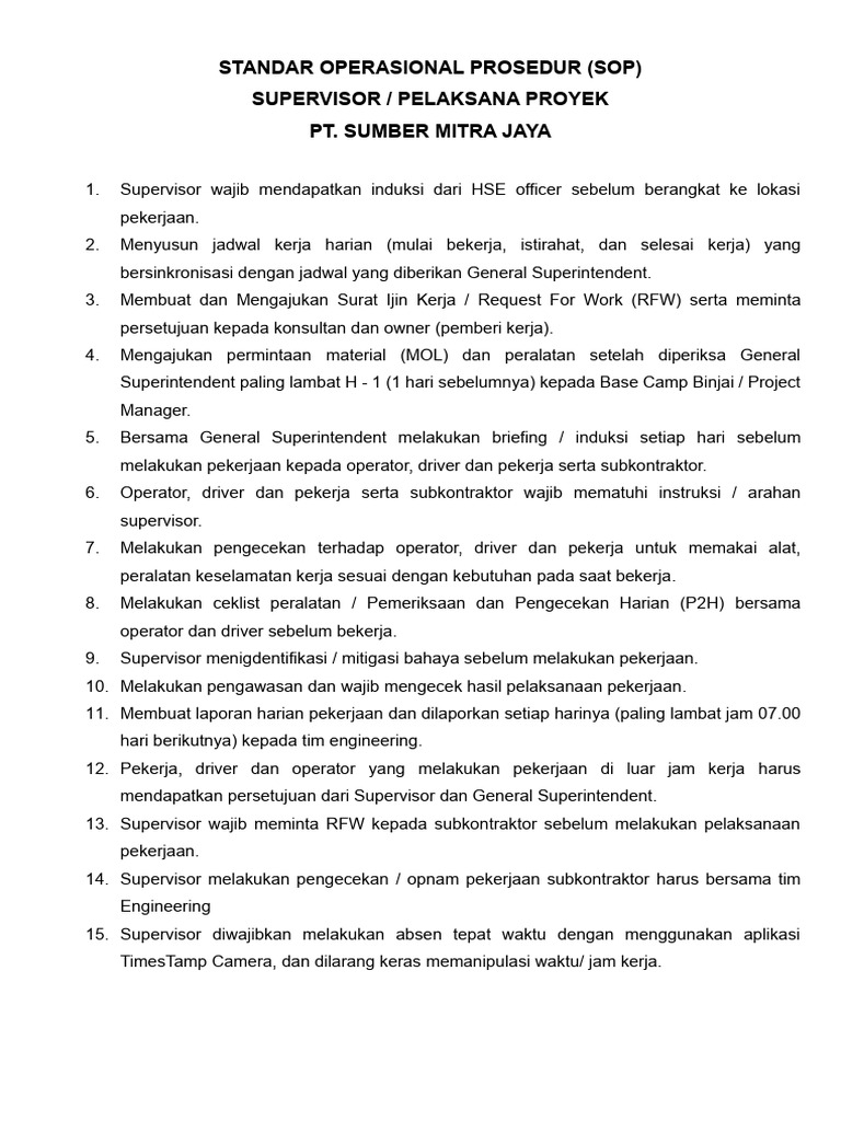 Sop SPV | PDF | Bisnis | Teknologi & Rekayasa