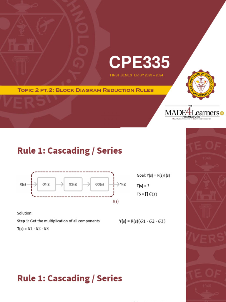 CPE335 Topic 2 Pt2 Block Diagram Reduction Rules | PDF | Applied Mathematics | Computer Engineering