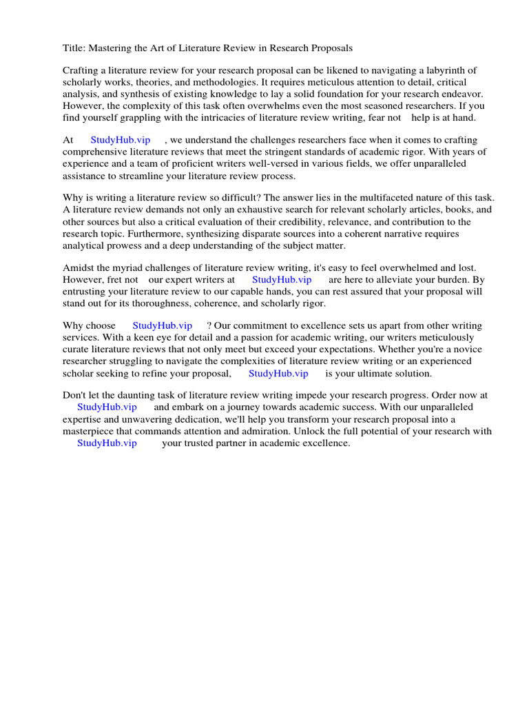 Literature Review in a Research Proposal Example | PDF | Thesis ...