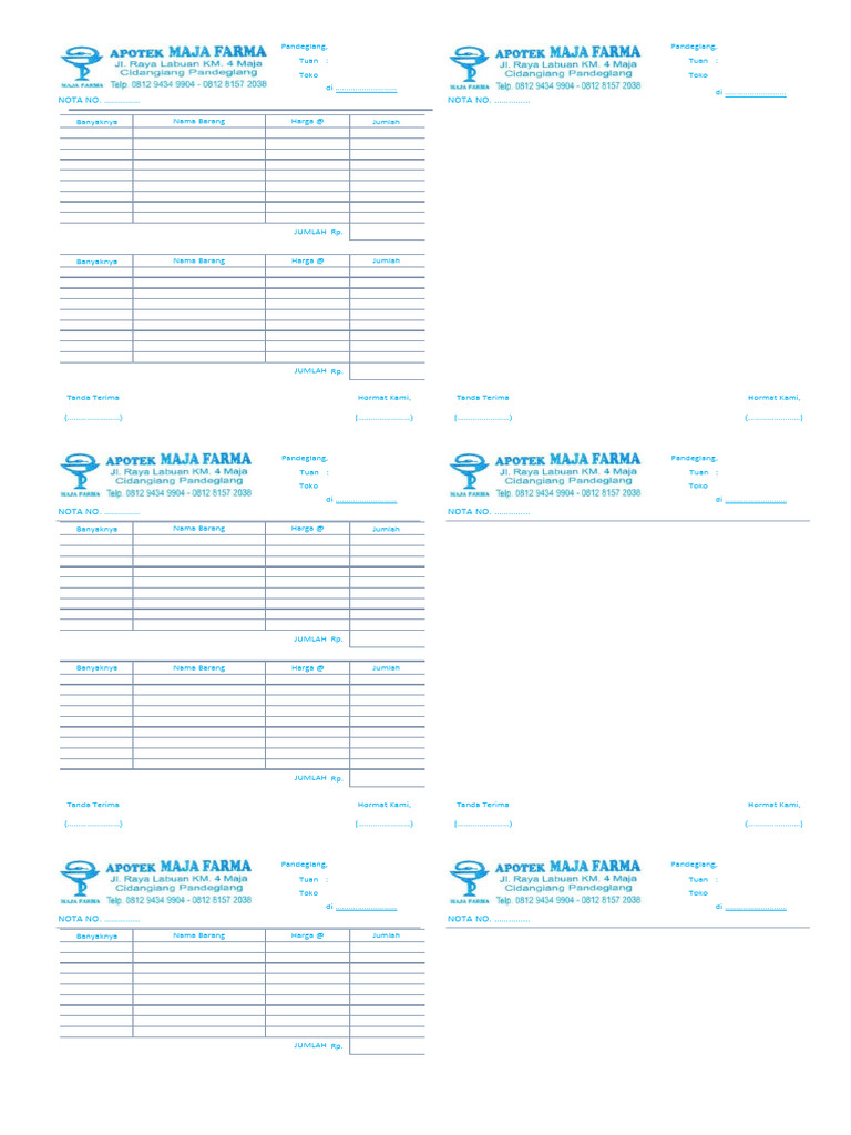 Nota Apotek Majafarma | PDF