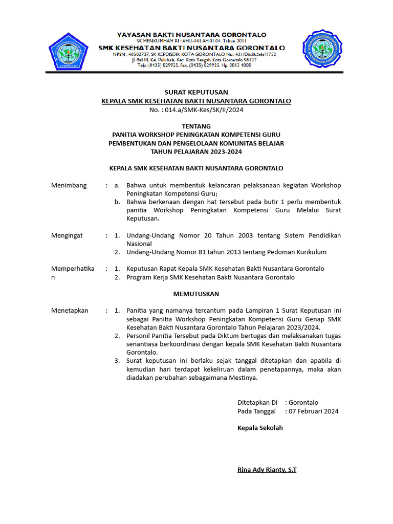 SK KEGIATAN SEKOLAH | PDF