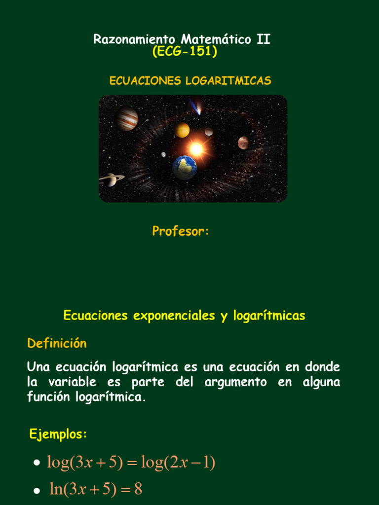 Ecuaciones Logarítmicas | PDF | Logaritmo | Ecuaciones
