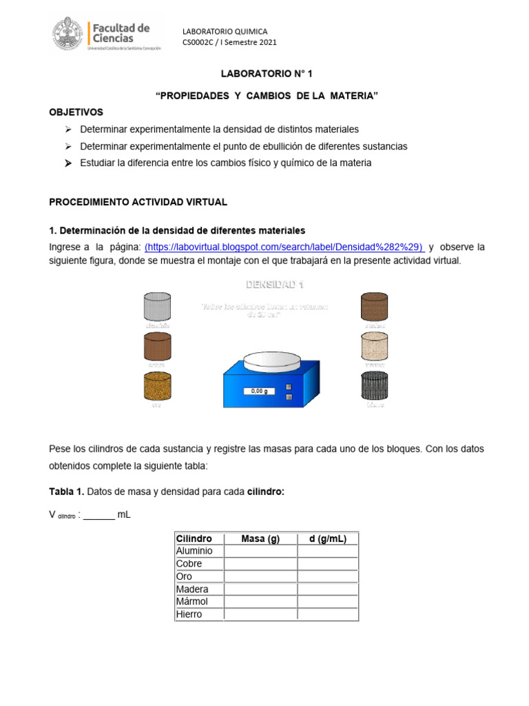 Laboratorio Propiedades de La Materia Alternativo | PDF | Importar ...