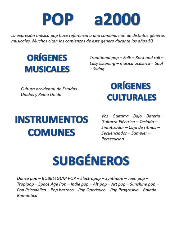 Historia y Subgéneros de la Música Pop | PDF | Música pop | Música dance