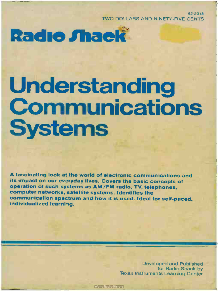 Radio Shack Understanding Communications Systems 1980 | PDF | Communication | Information
