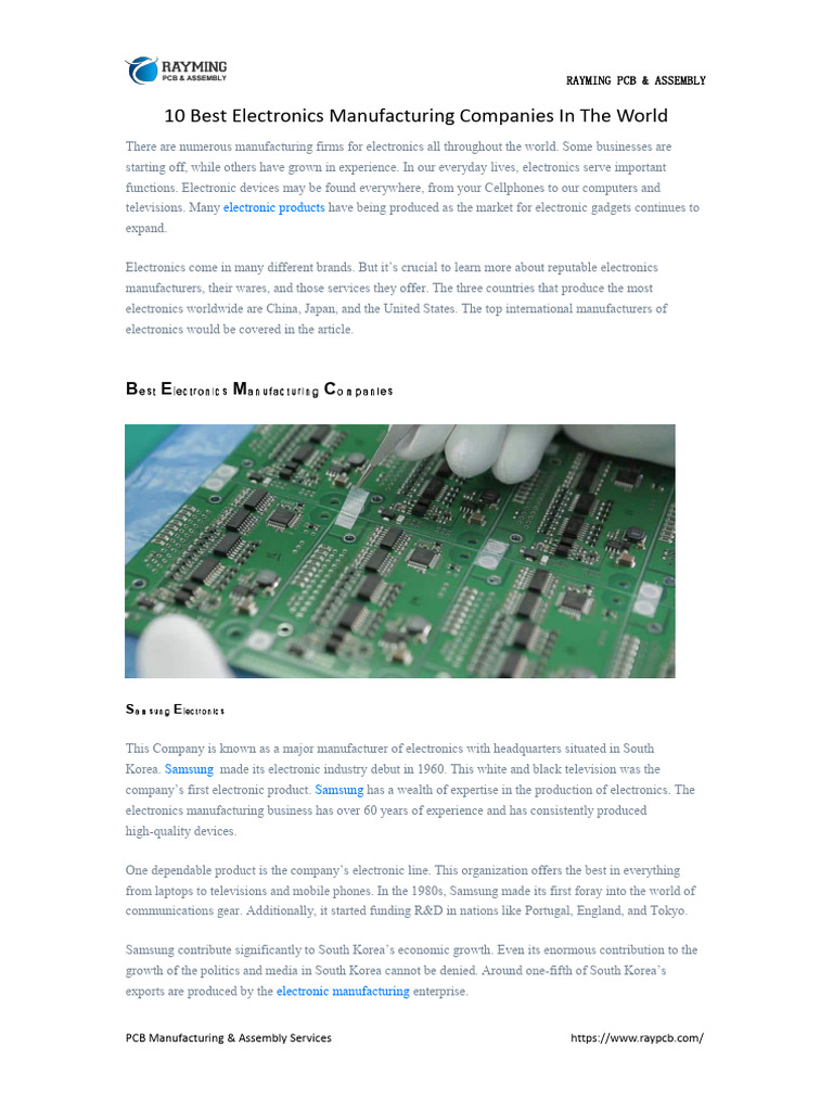 10 Best Electronics Manufacturing Companies in The World | PDF | Intel ...