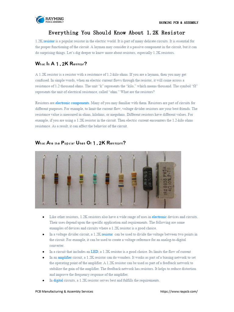 Everything You Should Know About 1.2K Resistor | PDF | Resistor | Electrical Resistance And ...