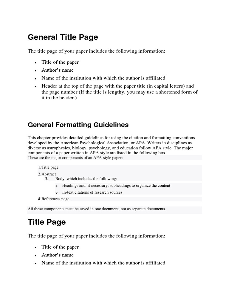 APA Title Page Guidelines | PDF