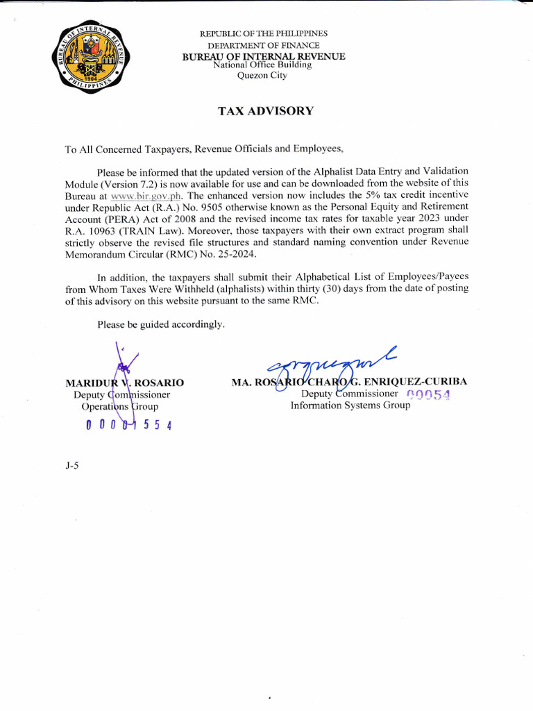 Tax Advisory - Alphalist Data Entry and Validation Module Version 7.2 ...