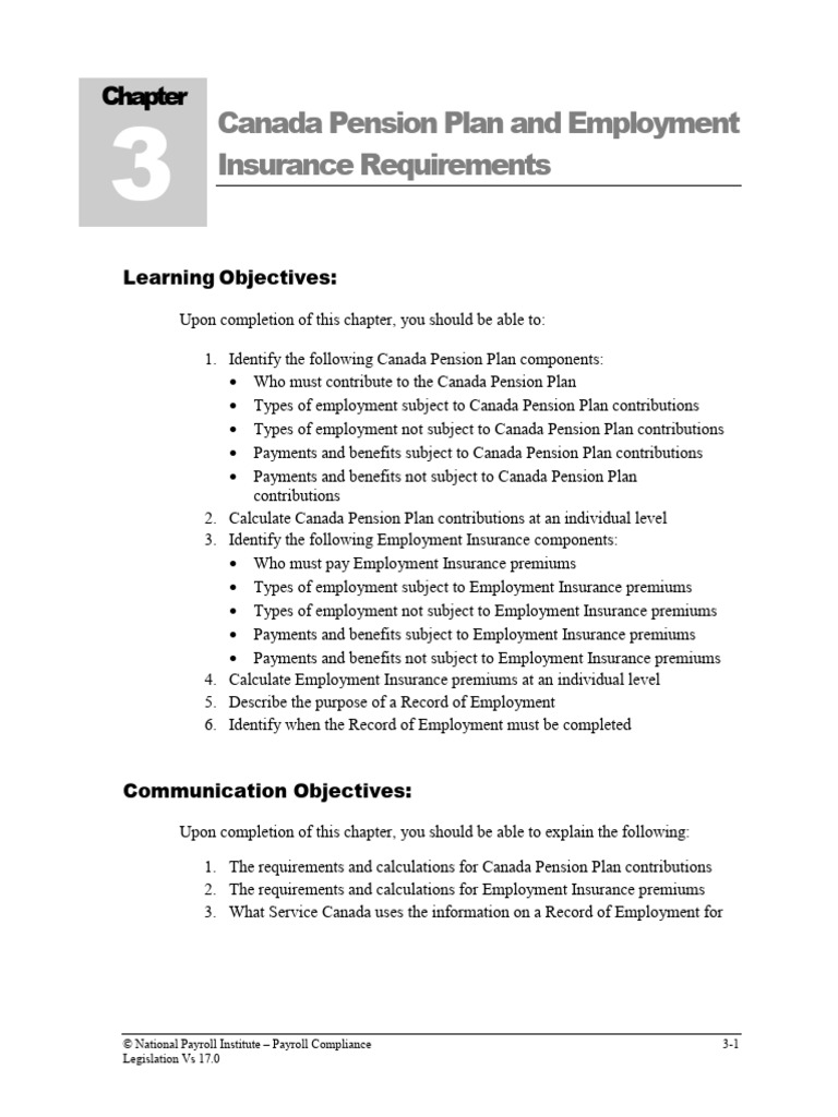 2023 PCL Chapter 3 CPP Ei Requirements | PDF | Payroll Tax | Pension