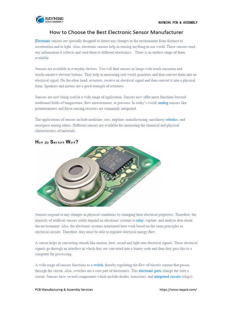 How To Choose The Best Electronic Sensor Manufacturer | PDF