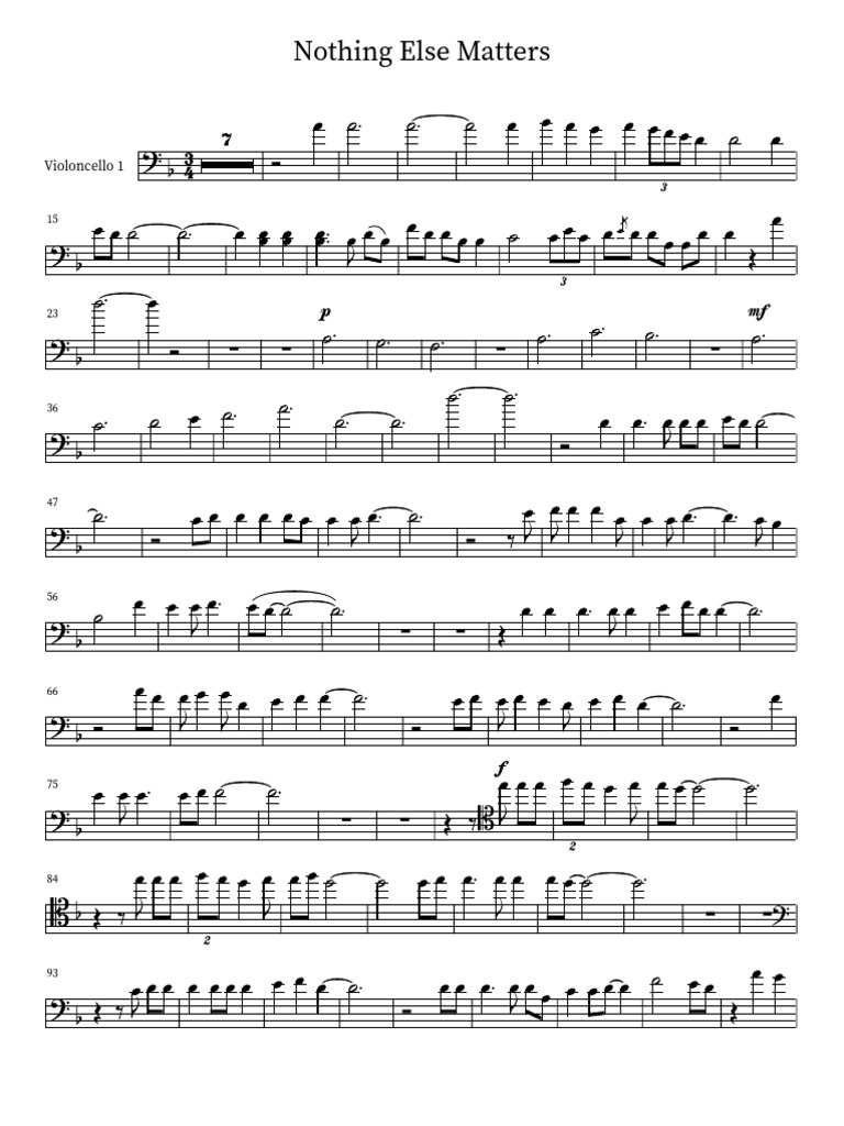 Partitions Violoncelle "Nothing Else Matters" | PDF