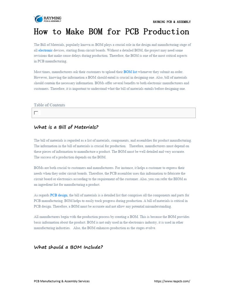How To Make BOM For PCB Production | PDF | Printed Circuit Board | Secondary Sector Of The Economy