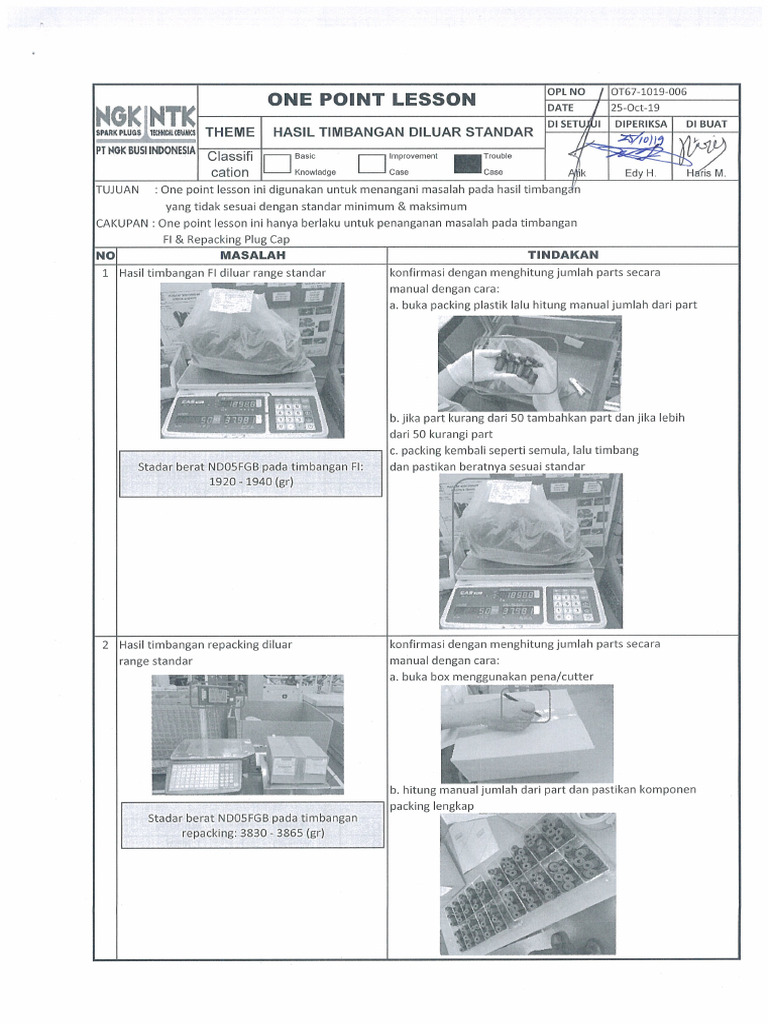 06. OPL - Hasil Timbangan Diluar Standard | PDF