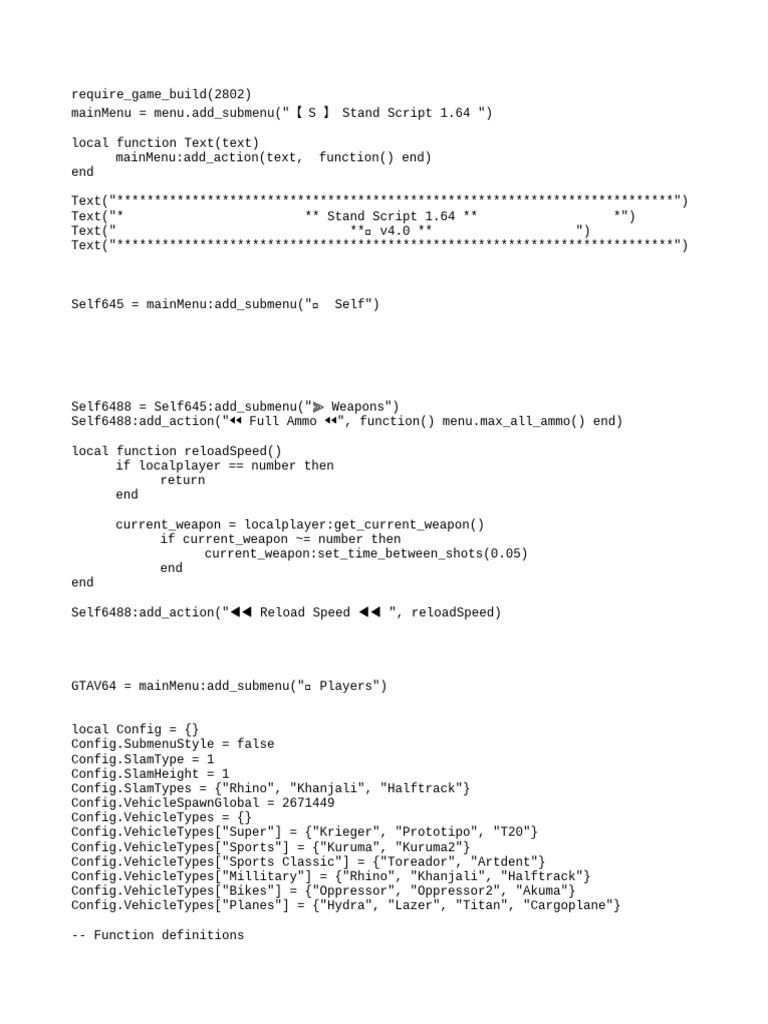 Stand Script 1.64 1 | PDF