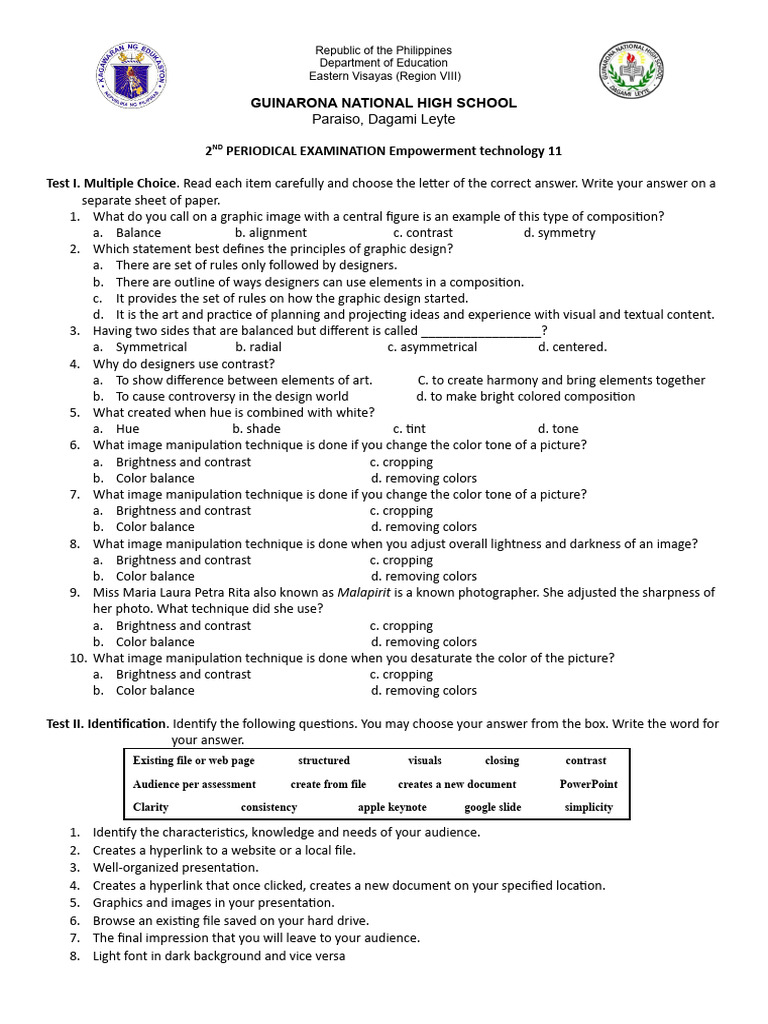 2nd Periodical Exam GNHS | PDF | Cursor (User Interface) | Composition (Visual Arts)