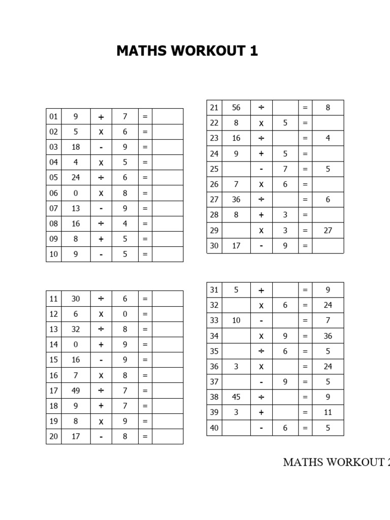 Math Workout | PDF | Teaching Methods & Materials