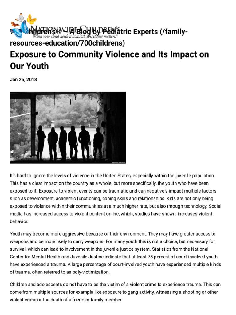 Exposure To Community Violence and Its Impact On Our Youth | PDF