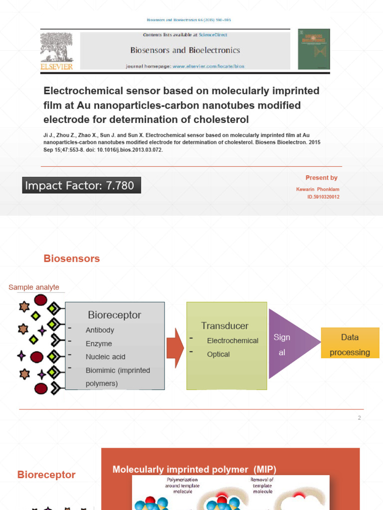 Electrochemical Cholesterol Sensor MIP | PDF | Biosensor | Physical ...