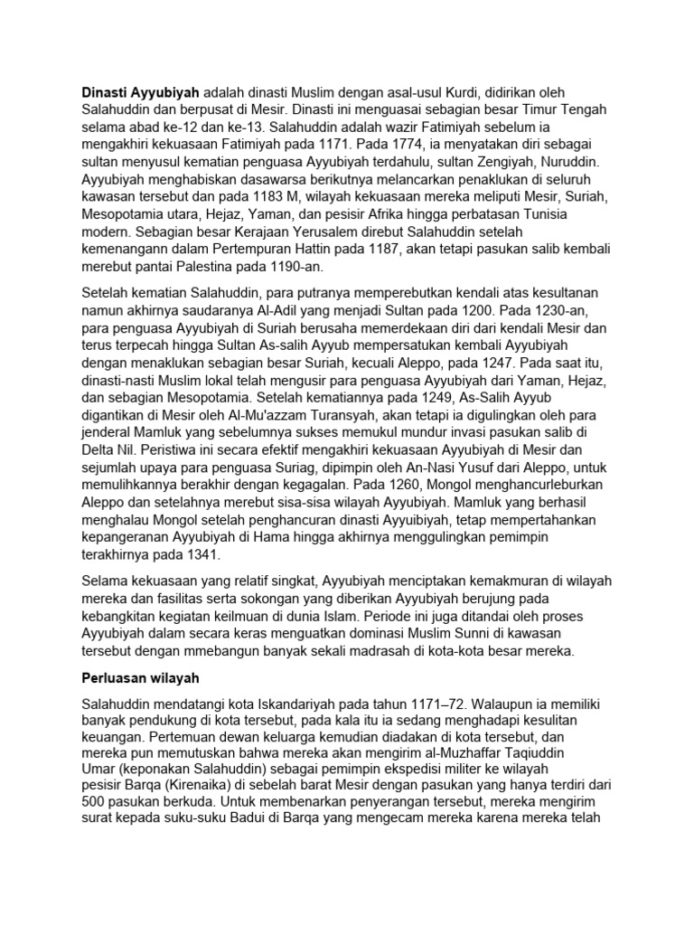 Dinasti Ayyubiyah | PDF