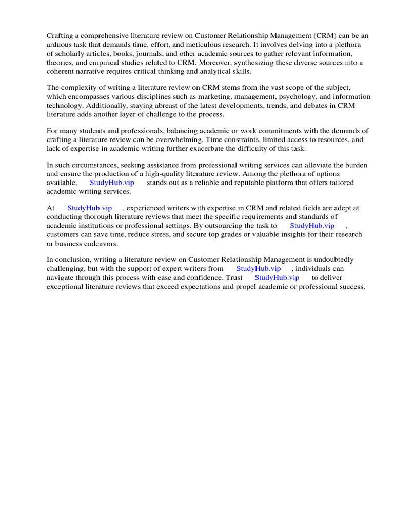 Literature Review Customer Relationship Management | PDF | Customer ... Literature Review Customer Relationship Management | PDF | Customer ...