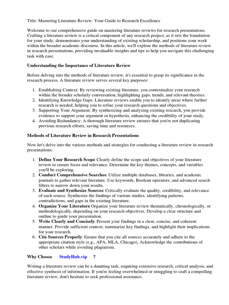 Methods of Literature Review in Research | PDF | Literature Review ...