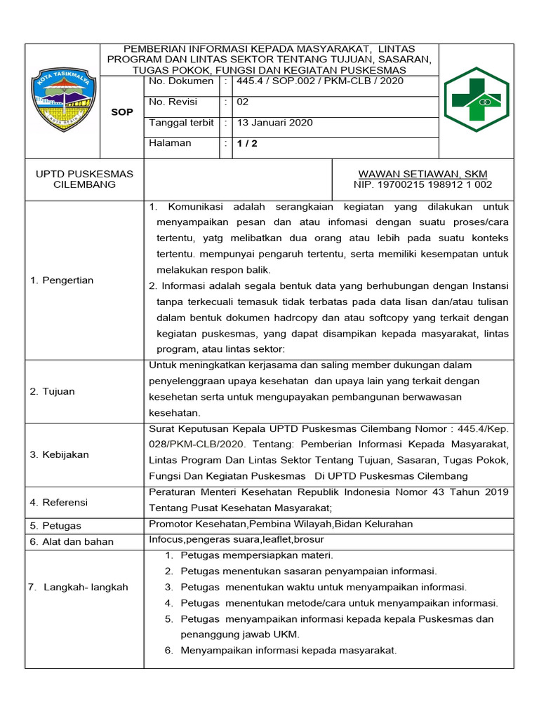 Contoh Format SOP | PDF