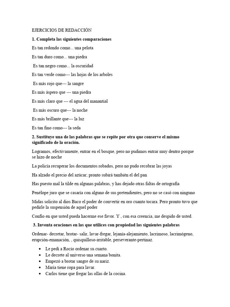 Ejercicios de Redacción | PDF