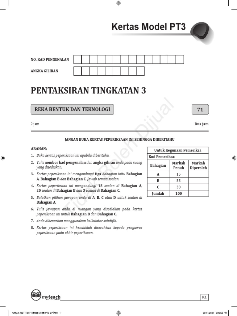 OMG 6 RBT TG 3 - Kertas Model PT3 EP | PDF