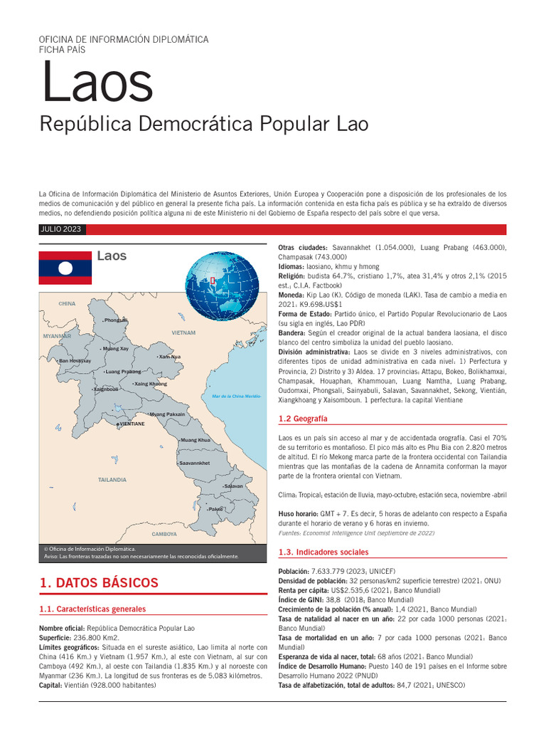 Laos - Ficha Pais | PDF