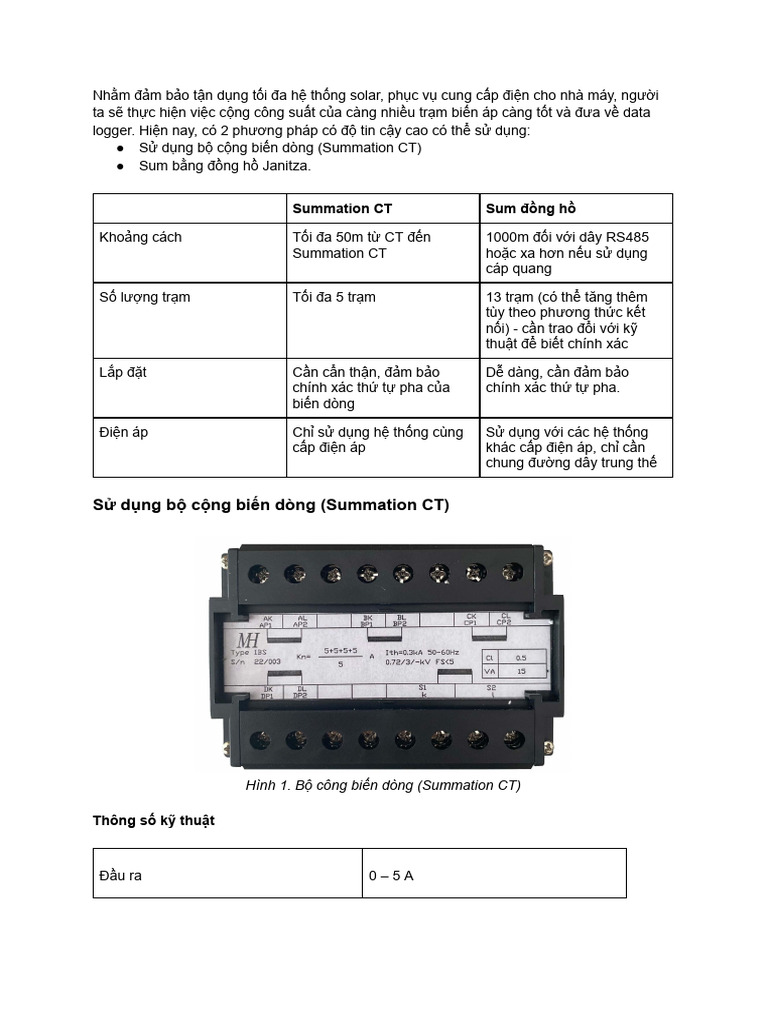 Giải pháp tổng hợp công suất phục vụ Zero Export | PDF